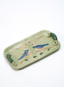 Vicki Gill - Bluebird Tray (Green) | Grovewood Gallery